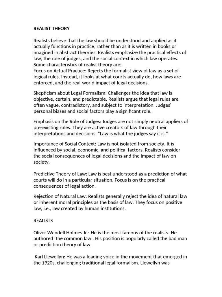 Realist Theory | PDF