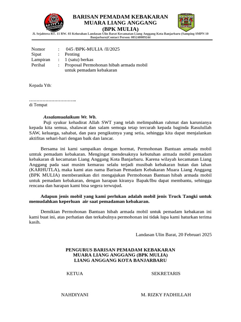 Surat Proposal Bpk Baru | PDF