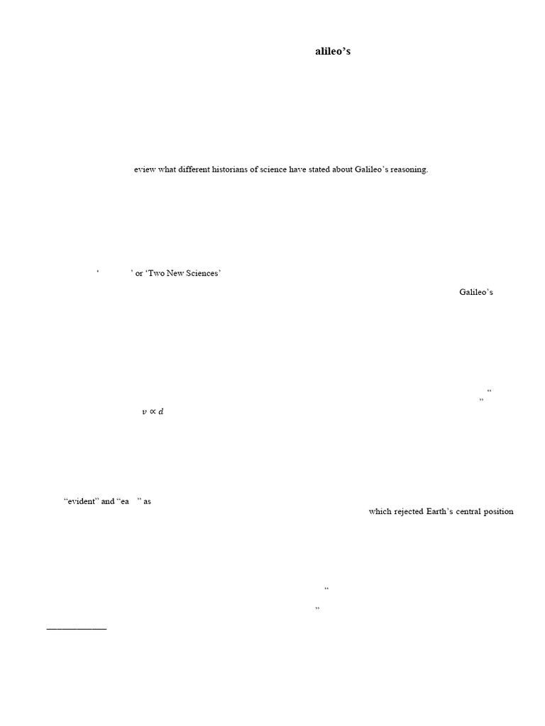 Galileo's Free Fall Argument Analysis | PDF | Galileo Galilei | Space