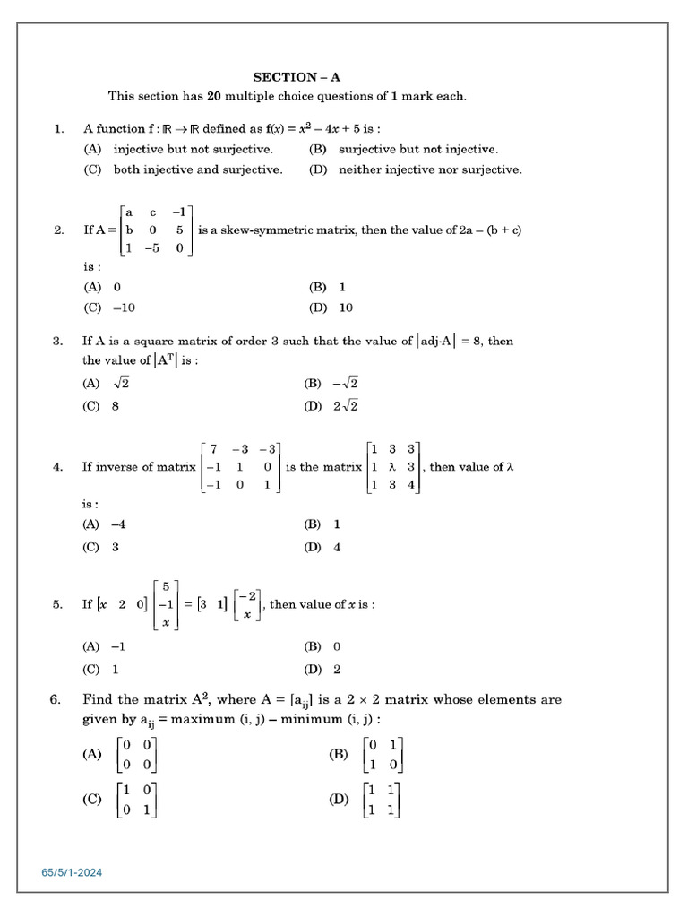 65-5-1 Maths 2024 PYP | PDF