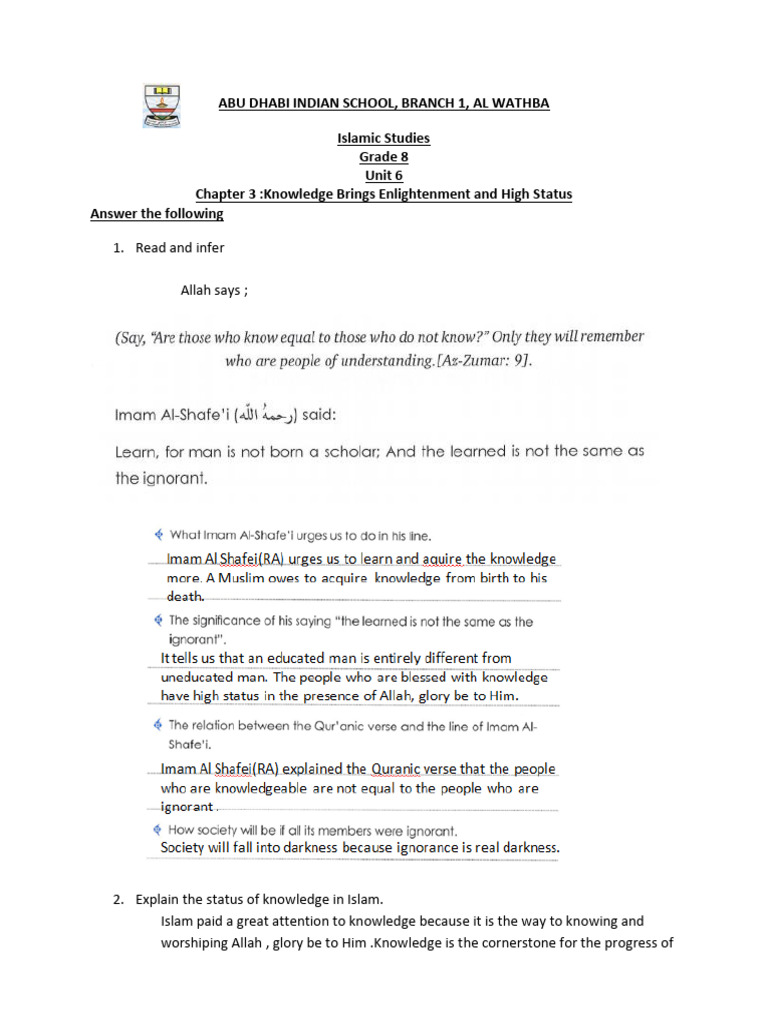 Unit 6 chapter 3 Knowledge brings enlightenment and high status | PDF Unit 6 chapter 3 Knowledge brings enlightenment and high status | PDF