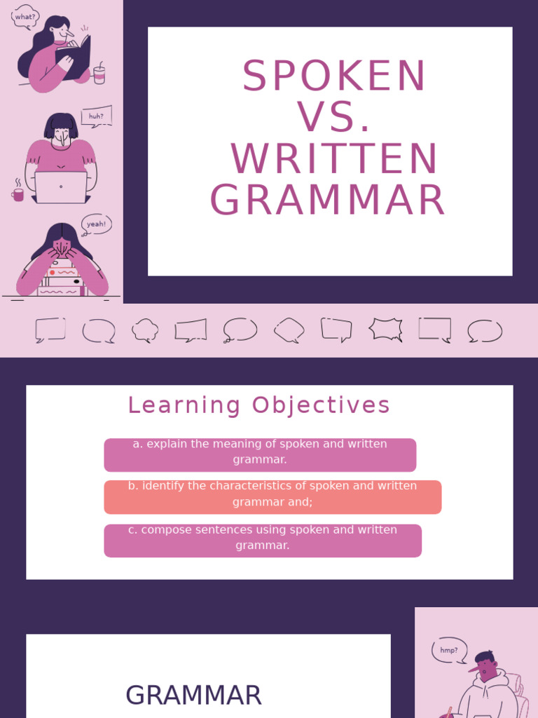 Spoken vs. Written Grammar | PDF | Semantics | Morphology (Linguistics)