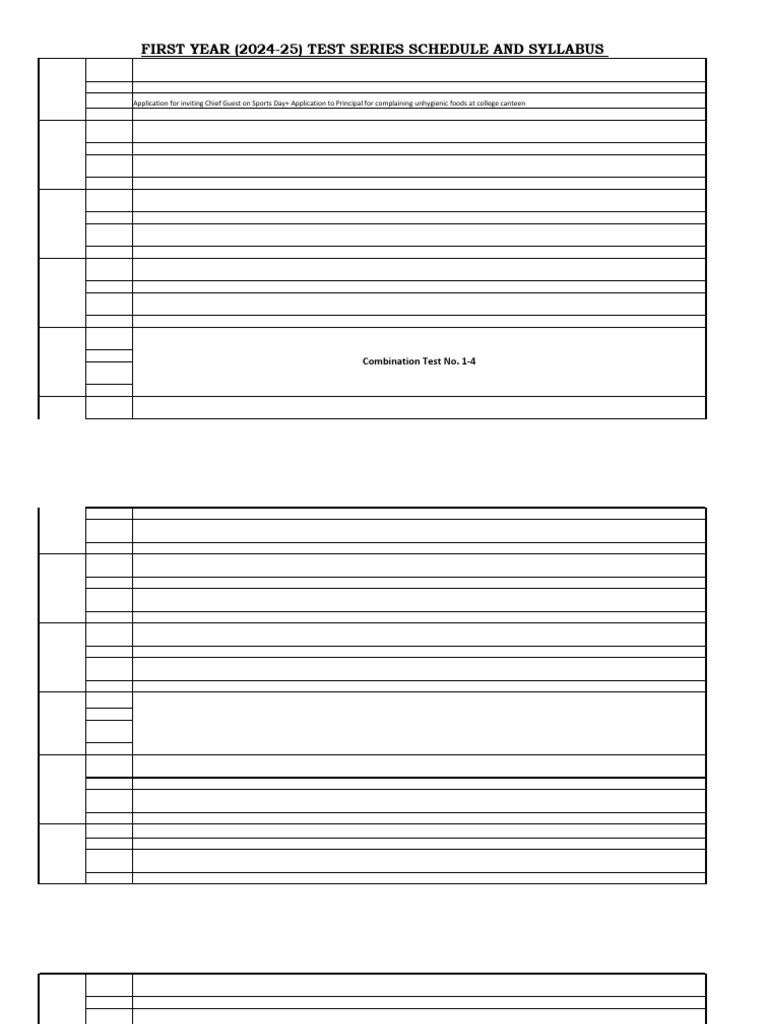 First Year Test Series Schedule 2024-25 (Updated) | PDF