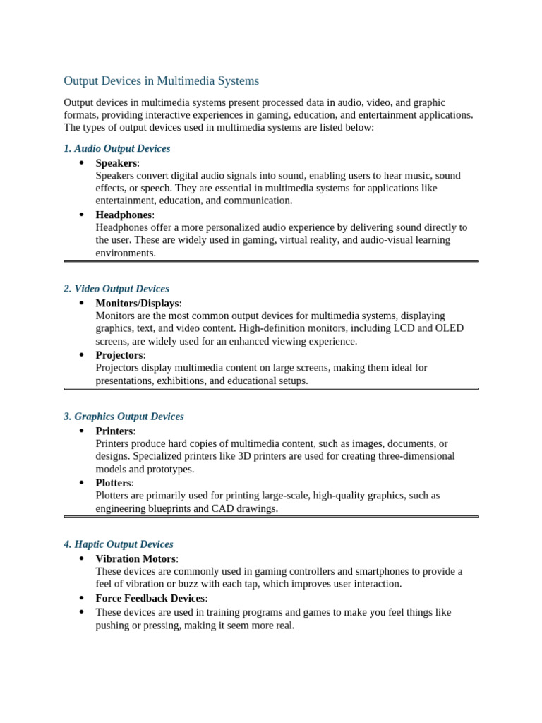 Output_Devices_i | PDF | Multimedia | Virtual Reality