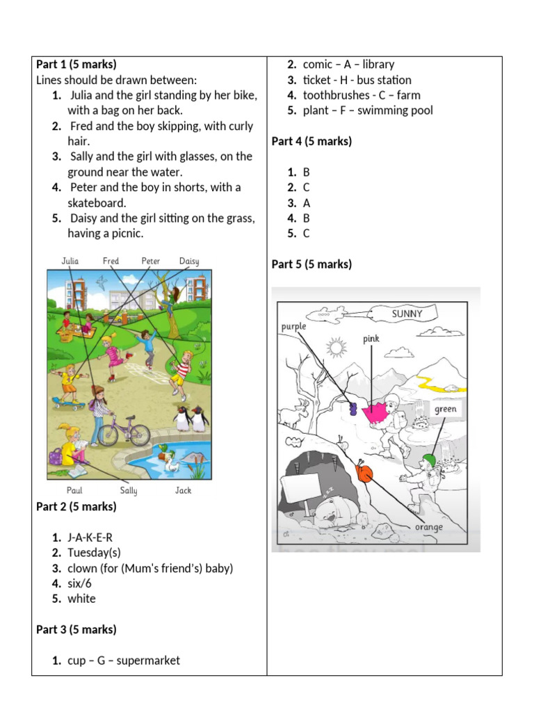Movers (Nov Exam) Answer Key | PDF