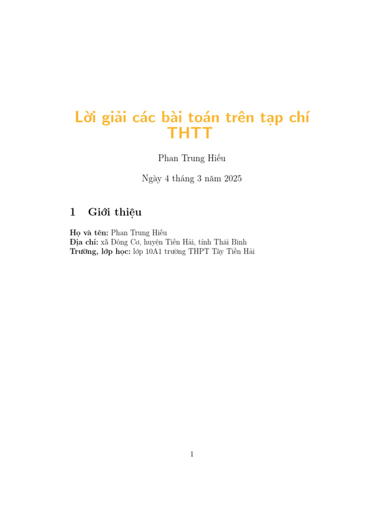 Lời giải các bài toán trên tạp chí Thtt | PDF