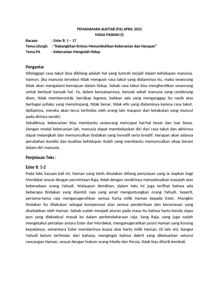 Keberanian Dalam Pemahaman Alkitab Pdf