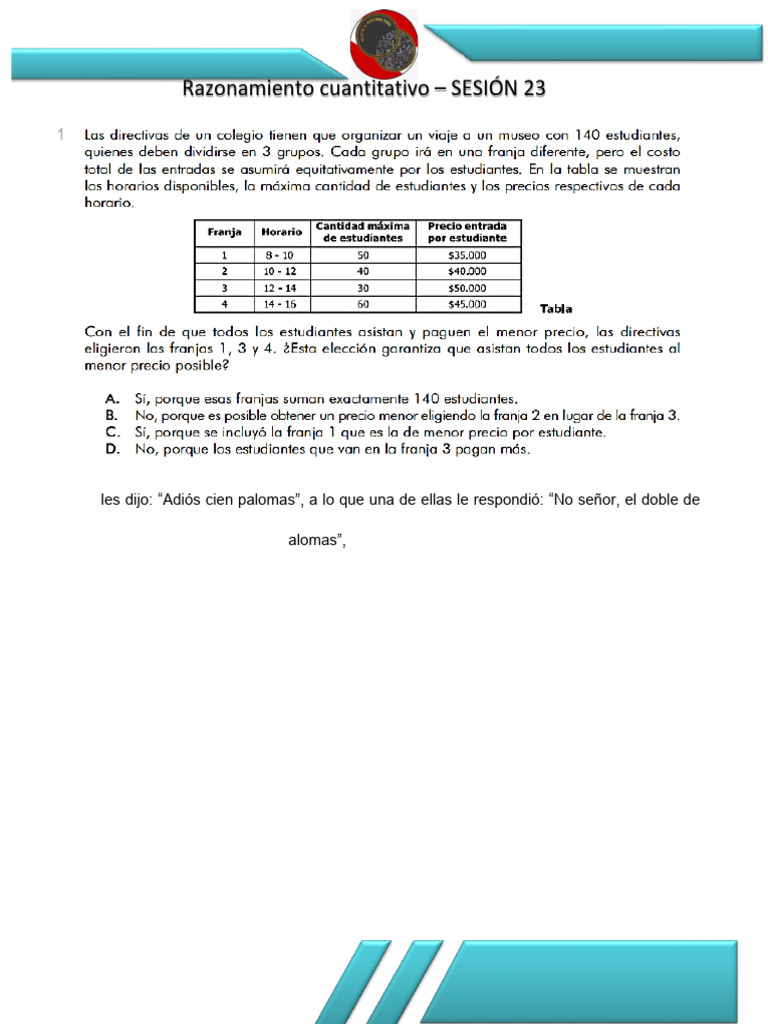 Sesión 23. Razonamiento Cuantitativo | PDF
