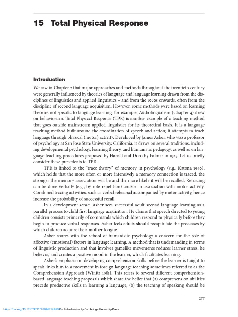Total Physical Response Method | PDF | Second Language | Language Acquisition