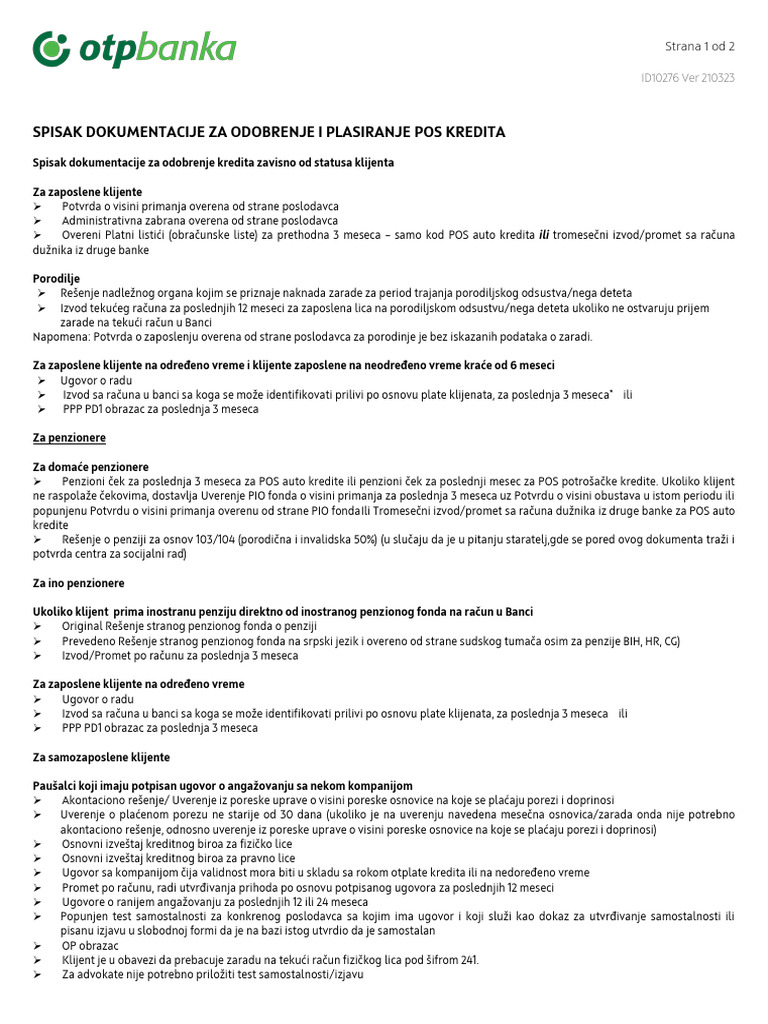 Spisak Dokumentacije Za Odobrenje I Plasiranje Pos | PDF