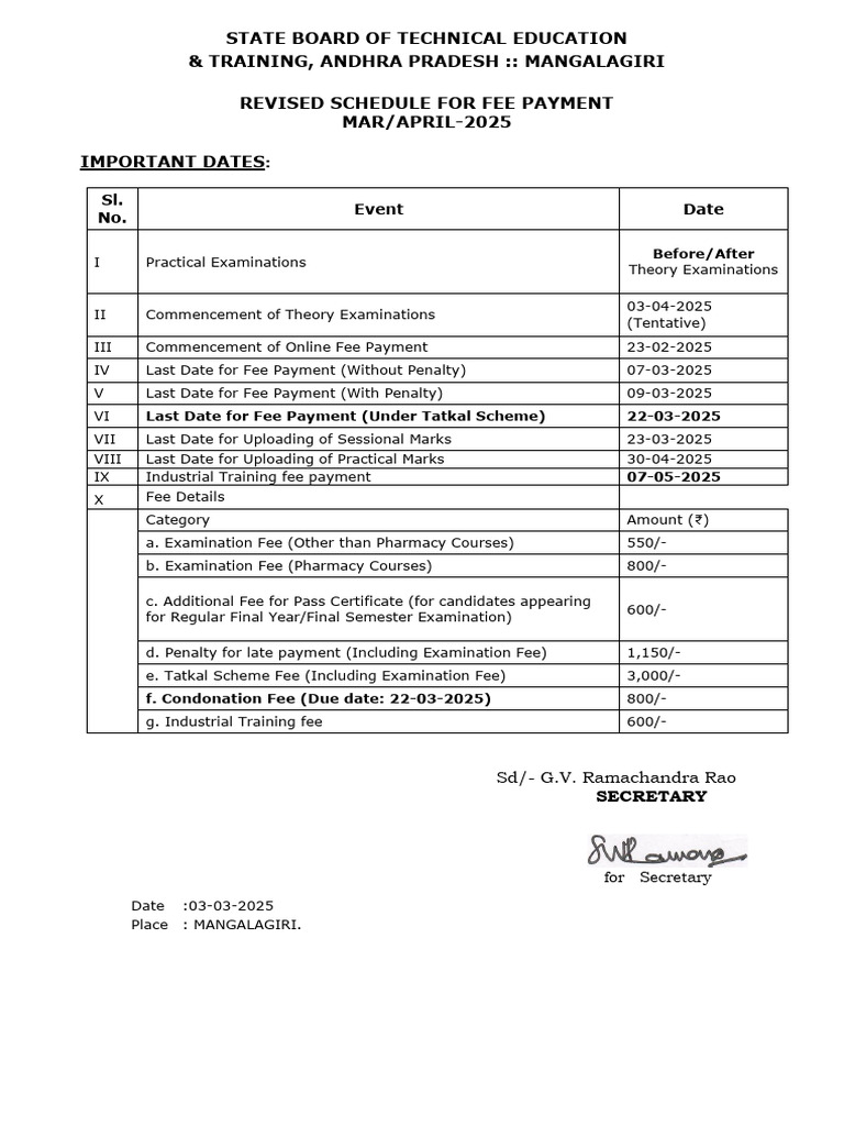 Diploma Exam Fee Payment Deadlines 2025 | PDF | Qualifications ...