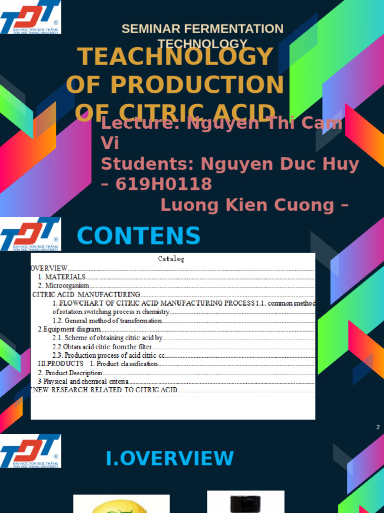 Teachnology of Production of Citric Acid | PDF | Chemistry | Chemical ...