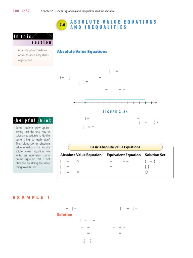 Solution Set for Absolute Value Equations | PDF | Inequality (Mathematics) | Equations
