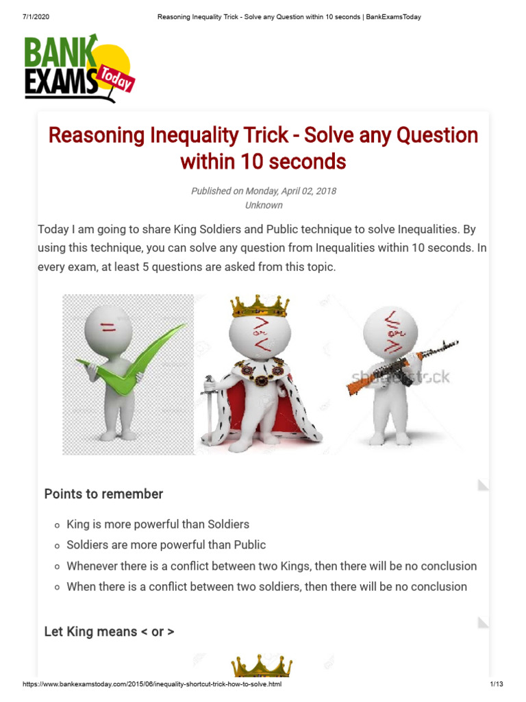 Reasoning Inequality Trick - Solve any Question | PDF