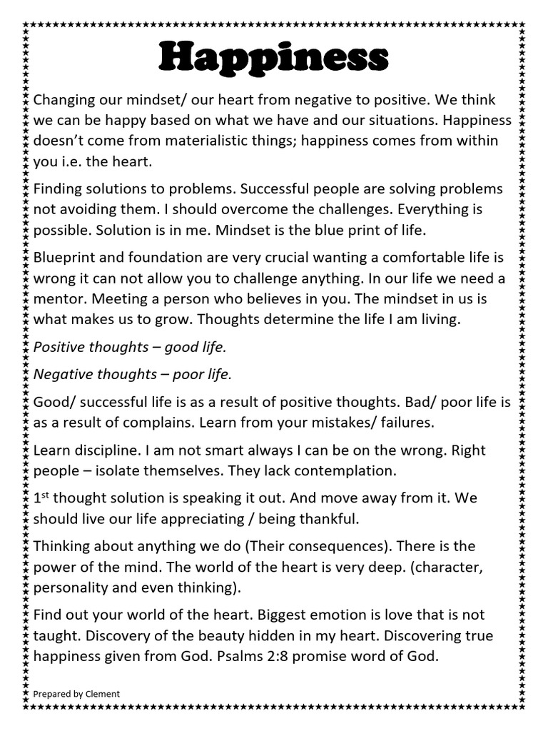 Finding True Happiness Within | PDF