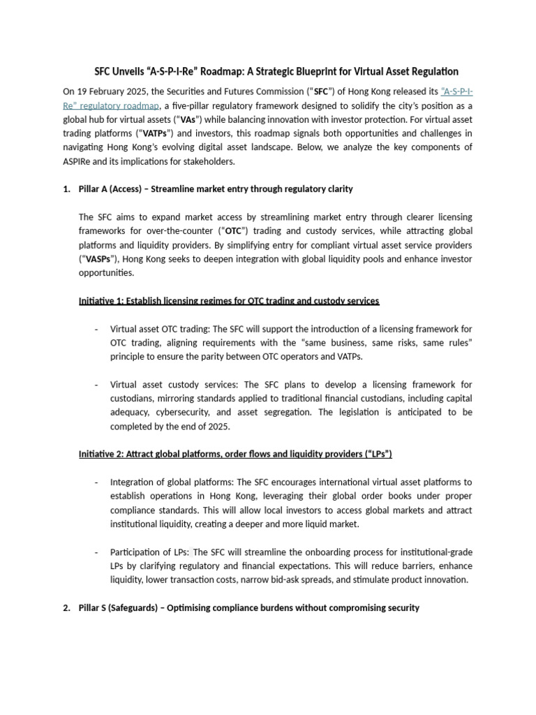 Hong Kong's Virtual Asset Regulation Blueprint | PDF | Market ...