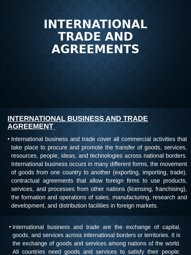 International Trade and Agreements | PDF | Protectionism | Tariff