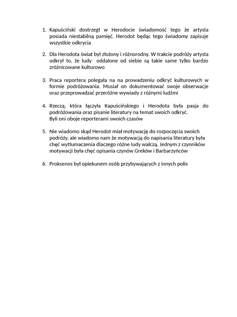 Zadania na J. Polskie - Kapuściński i Herodot | PDF