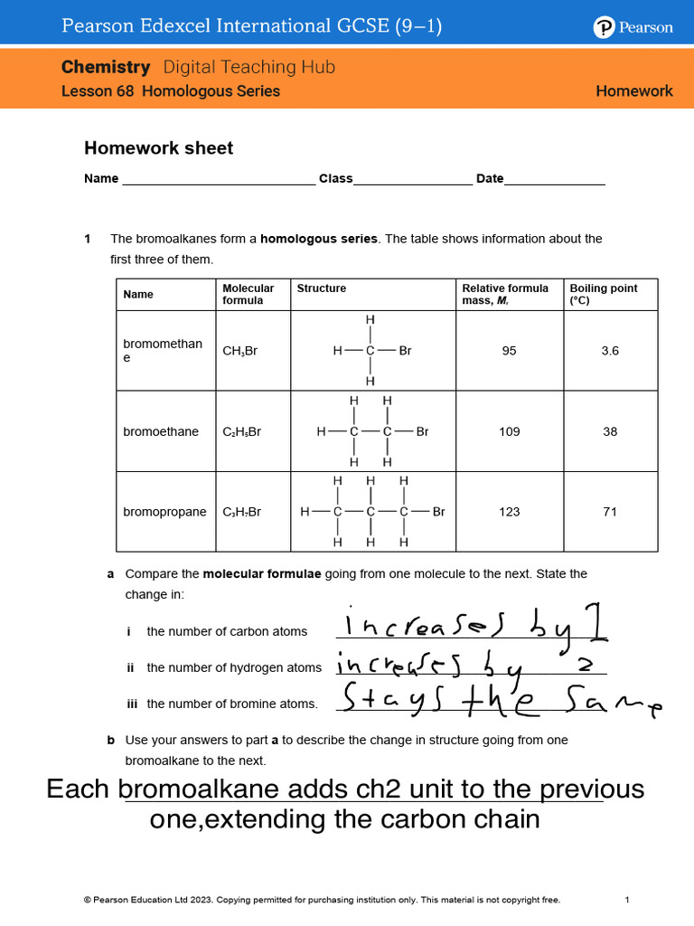 IG Chemistry Lesson68 Homework | PDF | Molecules | Chemical Compounds