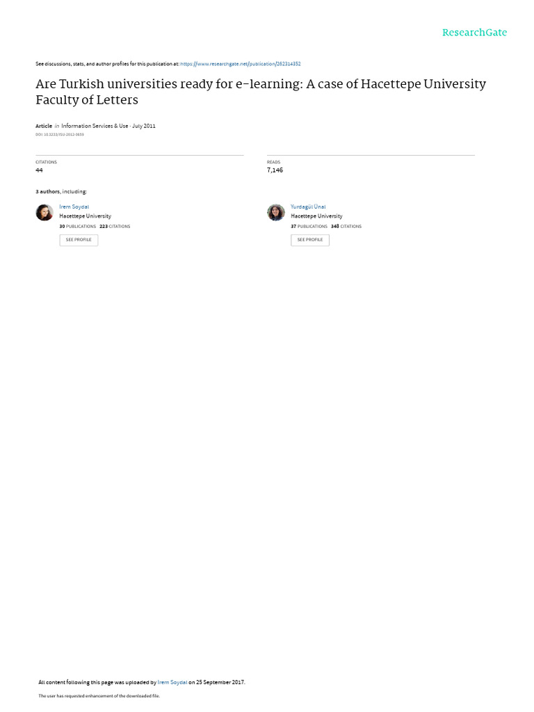 Are Turkish Universities Ready For E-Lea | PDF | Educational Technology ...