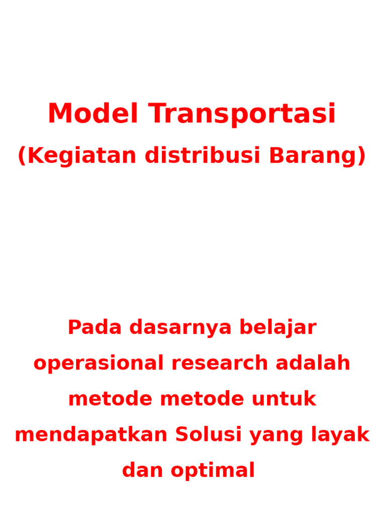 Model Transportasi Dan Metode NWC, Least Cost Dan VOGEL | PDF