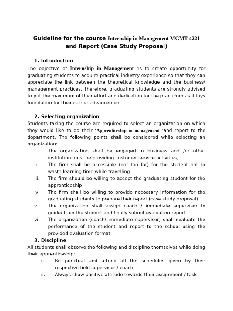 MGMT Internship Guideline | PDF | Survey Methodology | Methodology