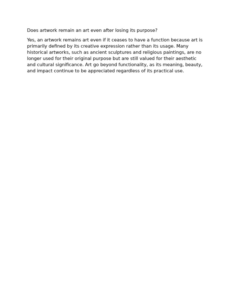 The Enduring Value of Art Beyond Function | PDF