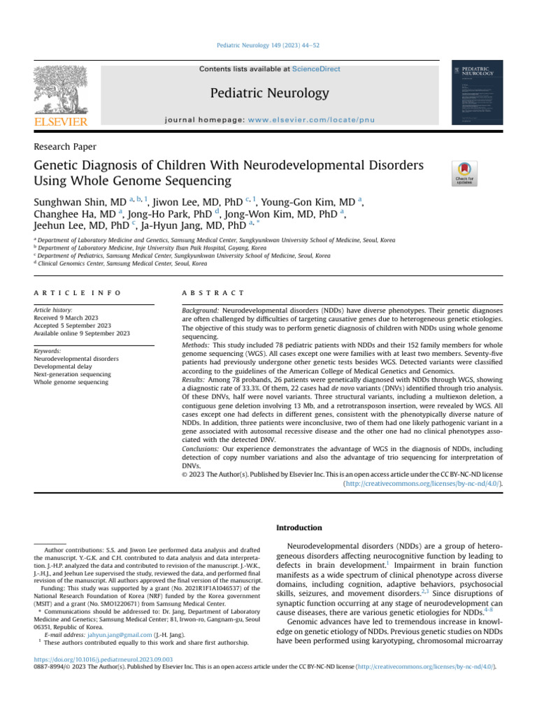 Genetic Diagnosis of Children With Neurodevelopmental Disorders | PDF ...