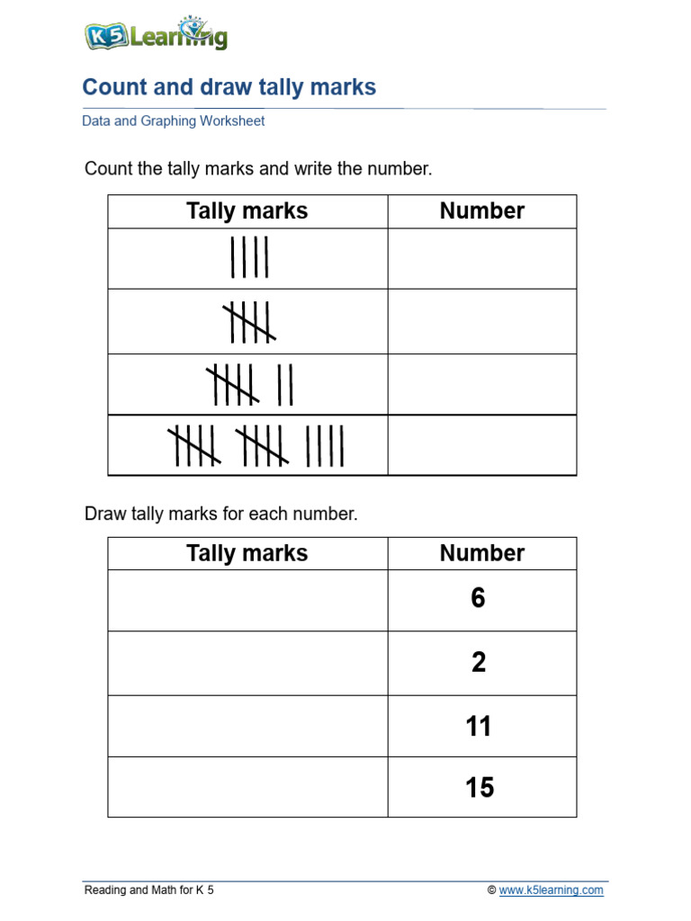 K-5 Tally Marks Math Worksheet | PDF