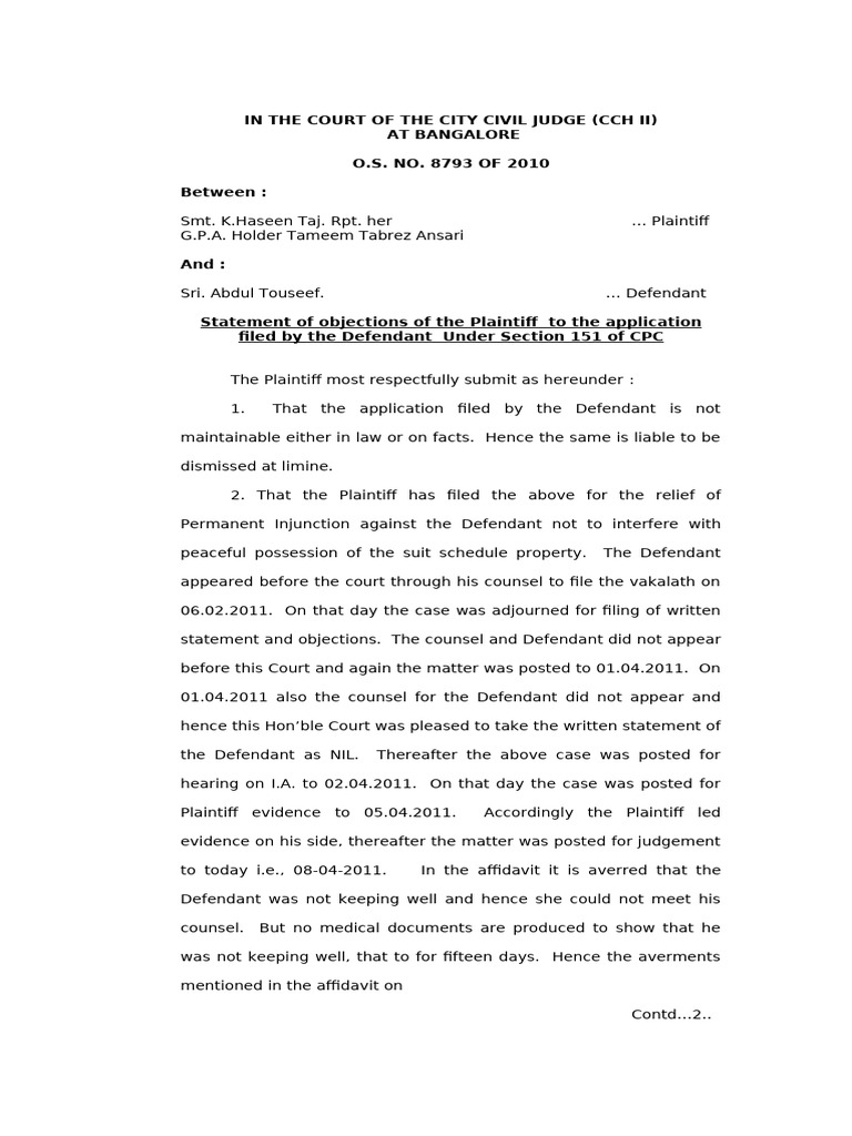 Objections to Section 151 CPC Application | PDF | Public Law | Judiciaries