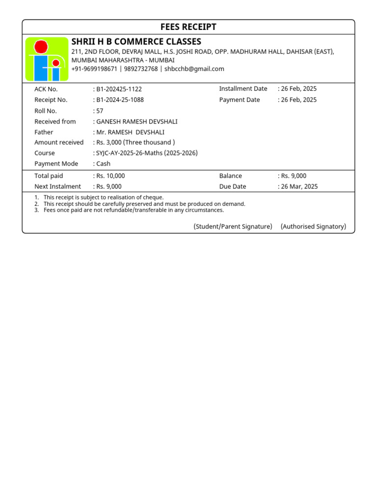 D_MALL_GANESH_RAMESH_DEVSHALI_fees_receipt | PDF