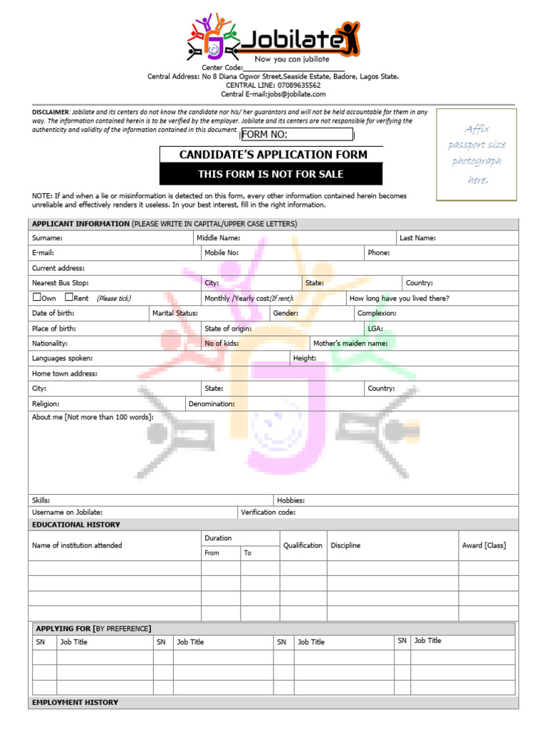 Candidate Registeration Form-1 | PDF | Identity Document