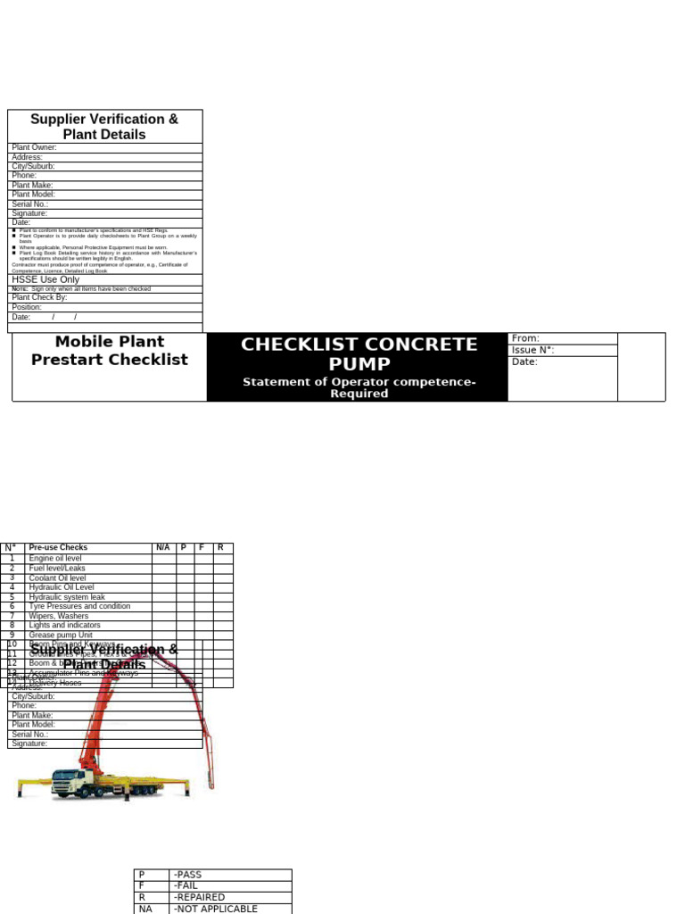 Concrete Pumping Checklist | PDF