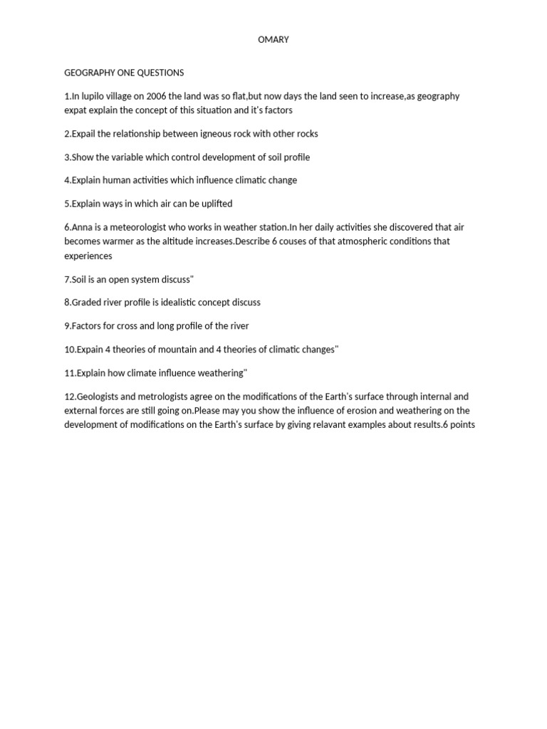 Geography One Q-Wps Office-1 | PDF