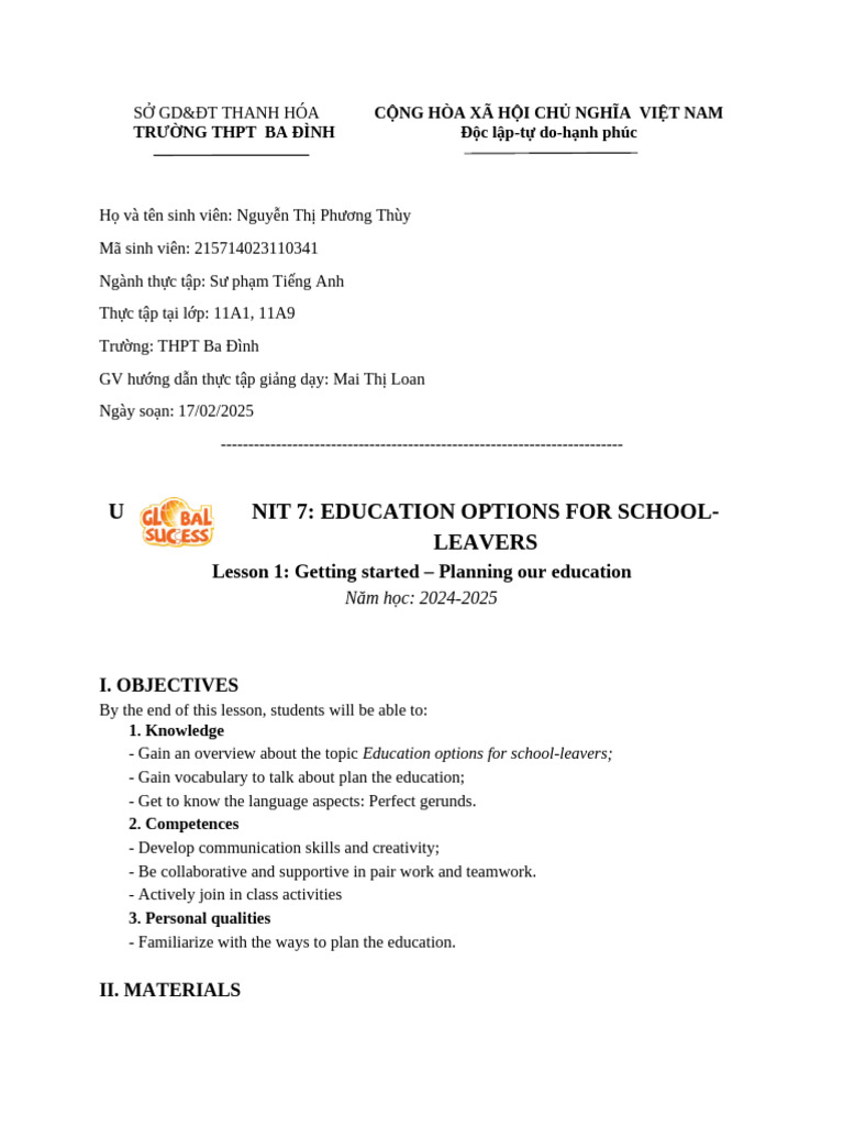 Unit 7_Lesson 1 | PDF | Teachers | Vocabulary