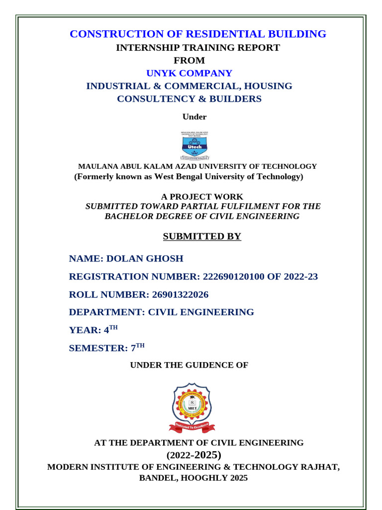Internship Report: Residential Building Construction | PDF | Brick ...
