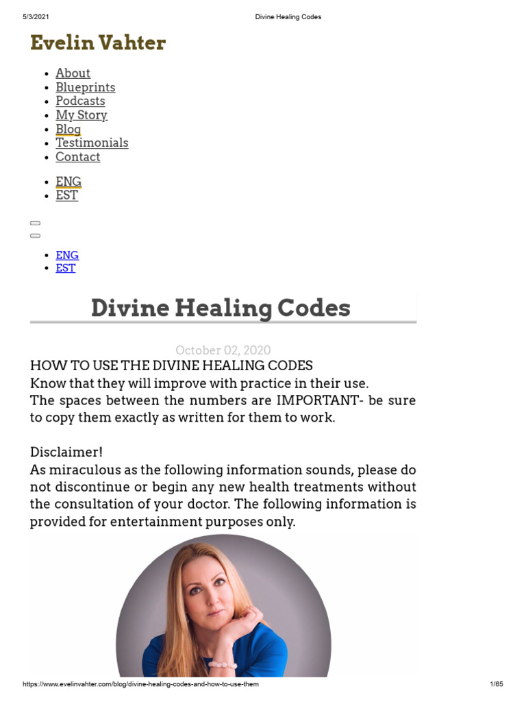 Divine Healing Codes(New) | PDF | Lung | Mental Disorder