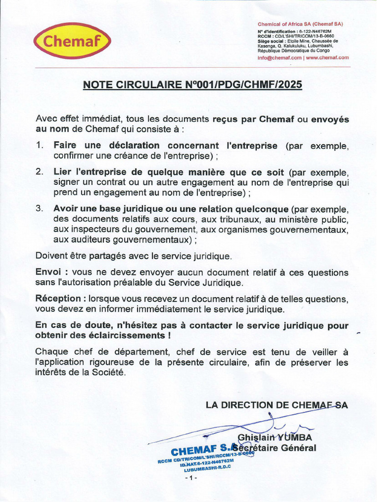 Note Circulaire 0001 | PDF