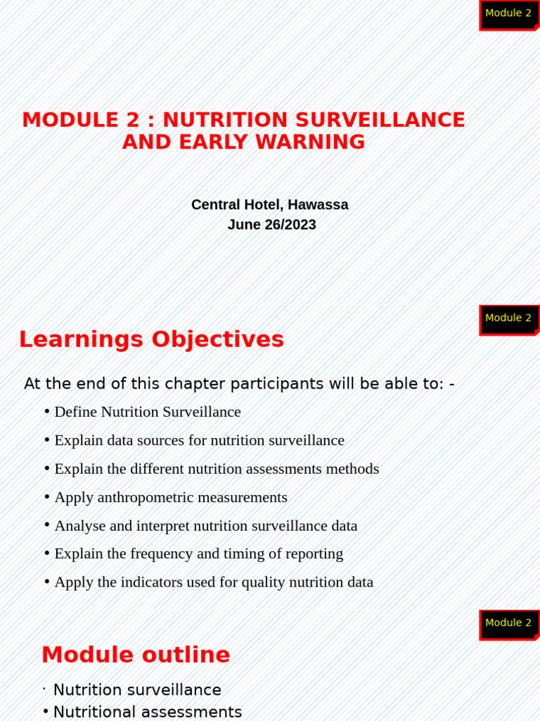 Module Ii - Nutrition Surveillance | PDF | Malnutrition | Accuracy And Precision