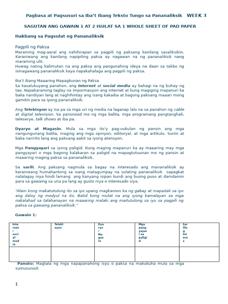 PAGBASA-AT-PAGSUSURI-week-3 | PDF