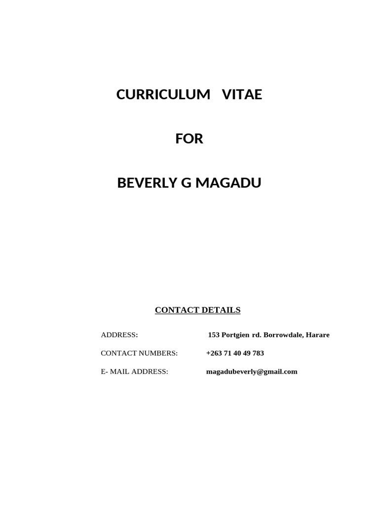 Beverly Magadu CV | PDF | Behavior Modification | Psychology