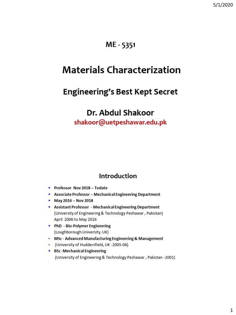 Materials Characterization Course Overview | PDF | Dislocation ...
