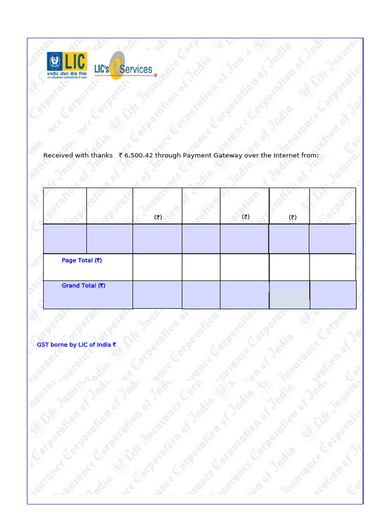 LIC Premium Receipt Notice | PDF | Economy Of India | Taxes