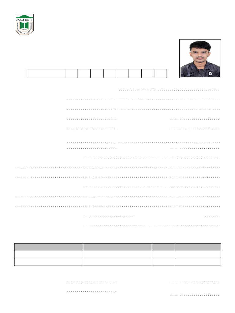 AUST Application Form 24202890 | PDF | Student Assessment And ...