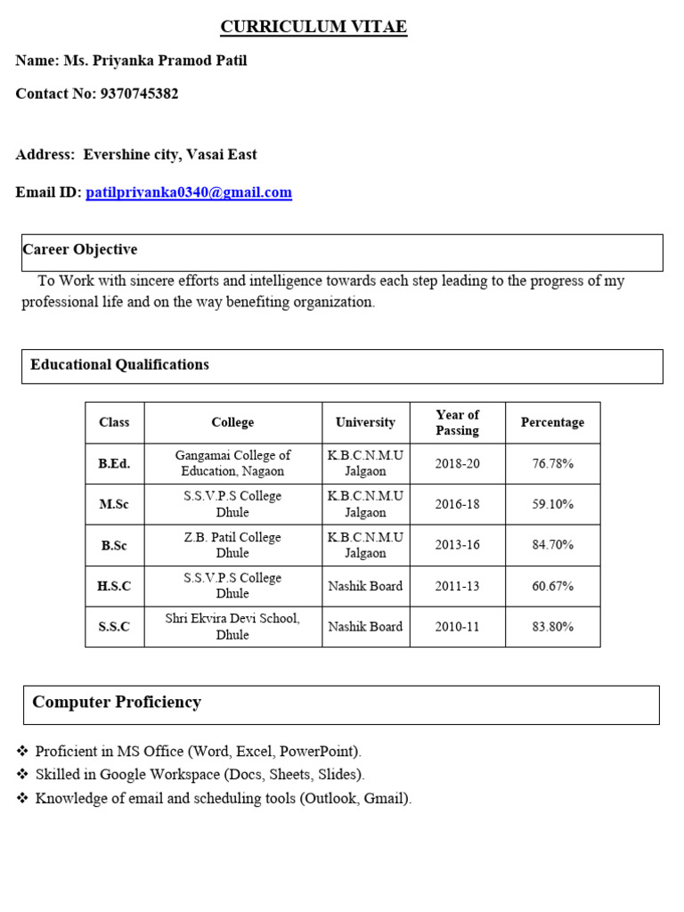 Priyanka Patil Resume - 1-4 | PDF | Individualized Education Program | Learning