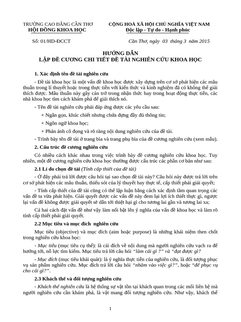 HDKH 01_lap de cuong | PDF