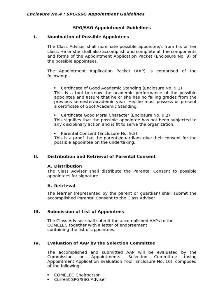 SPG/SSG Appointment Process Guidelines | PDF | Government