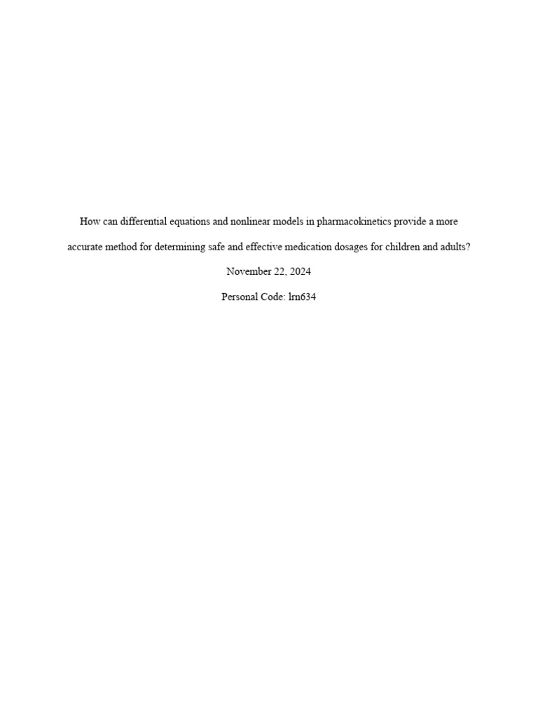 Pharmacokinetics and Medical Dosages For Children | PDF ...