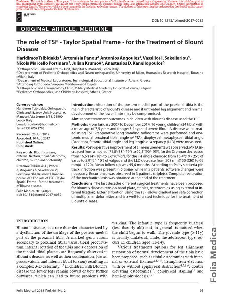 The Role of TSF Taylor Spatial Frame For | PDF | Musculoskeletal System
