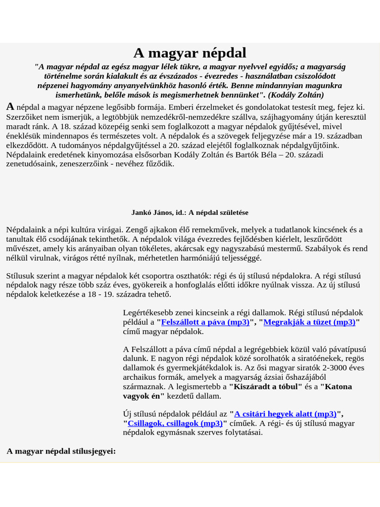 A Magyar Népdal | PDF